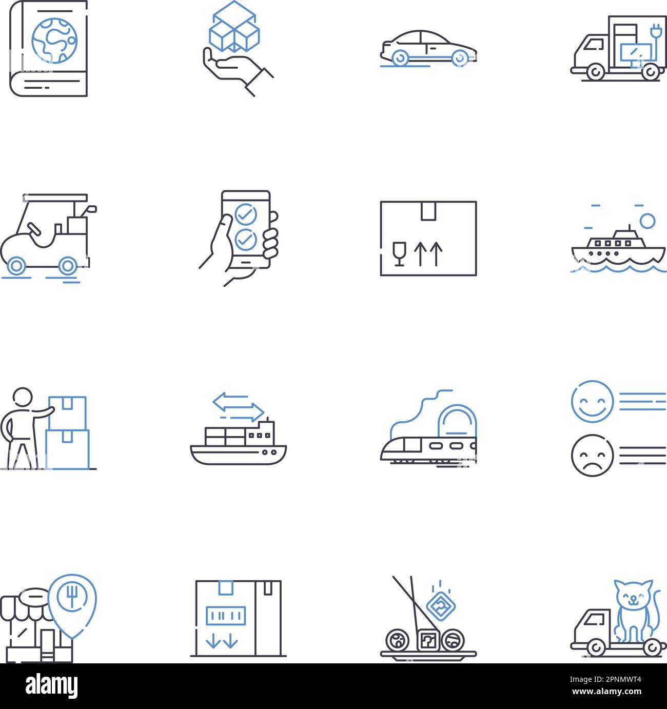 Logistics services line icons collection. Warehousing, Transportation ...