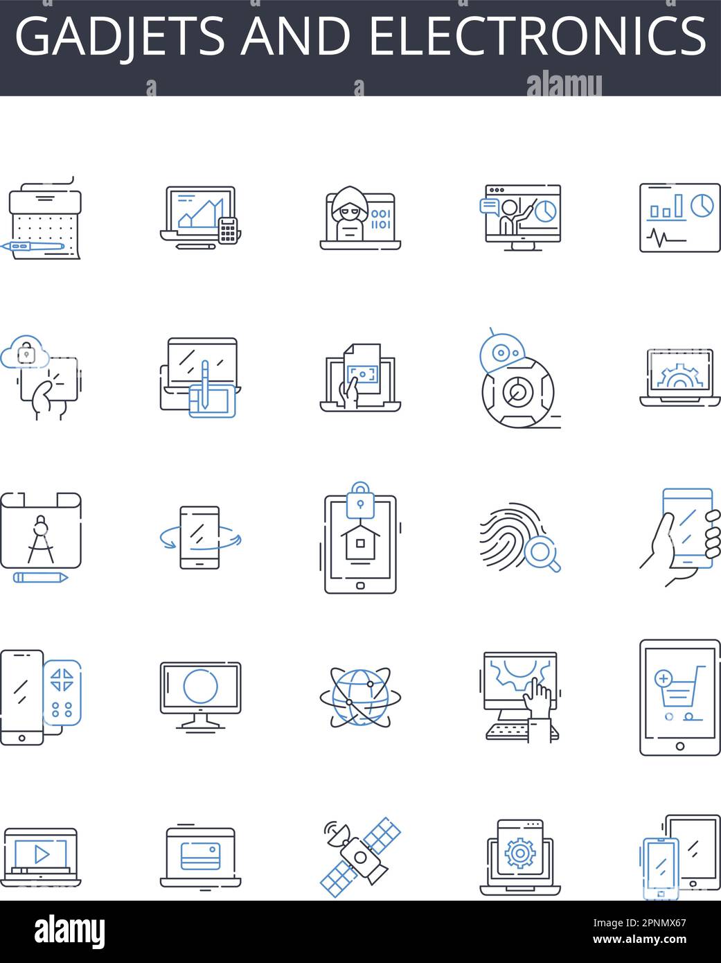Gadjets and electronics line icons collection. Devices, Appliances ...