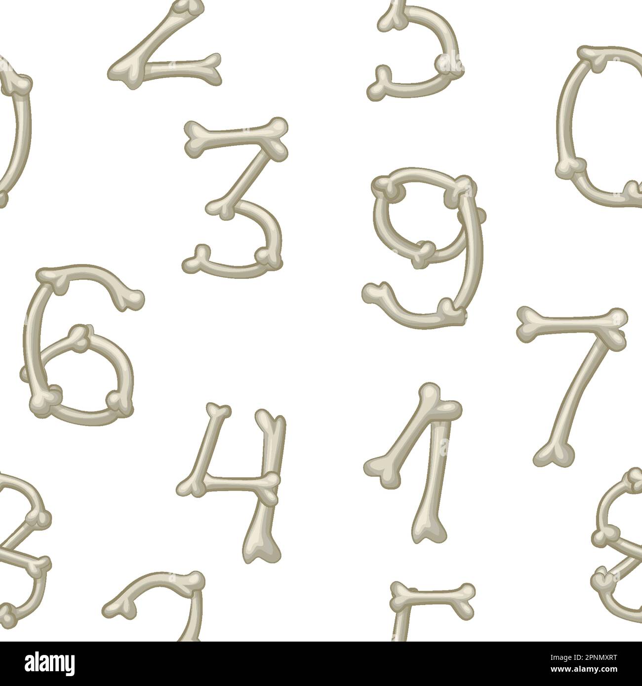 Bones numbers, vector digits. Cartoon isolated numbers on white ...
