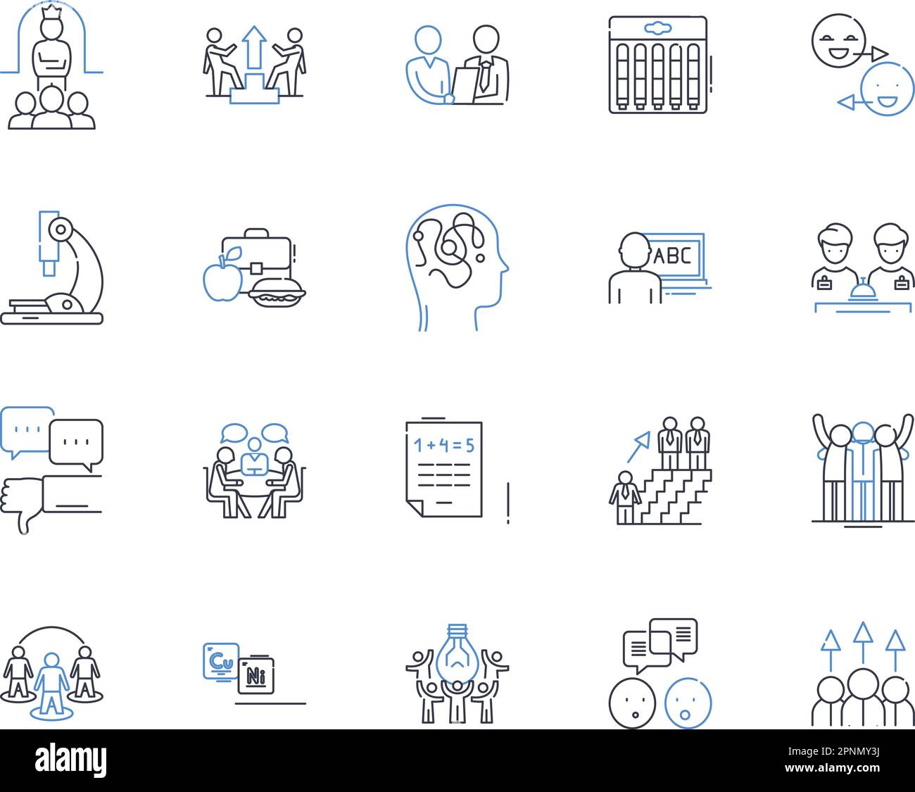 Pedagogical approach line icons collection. Constructivism ...