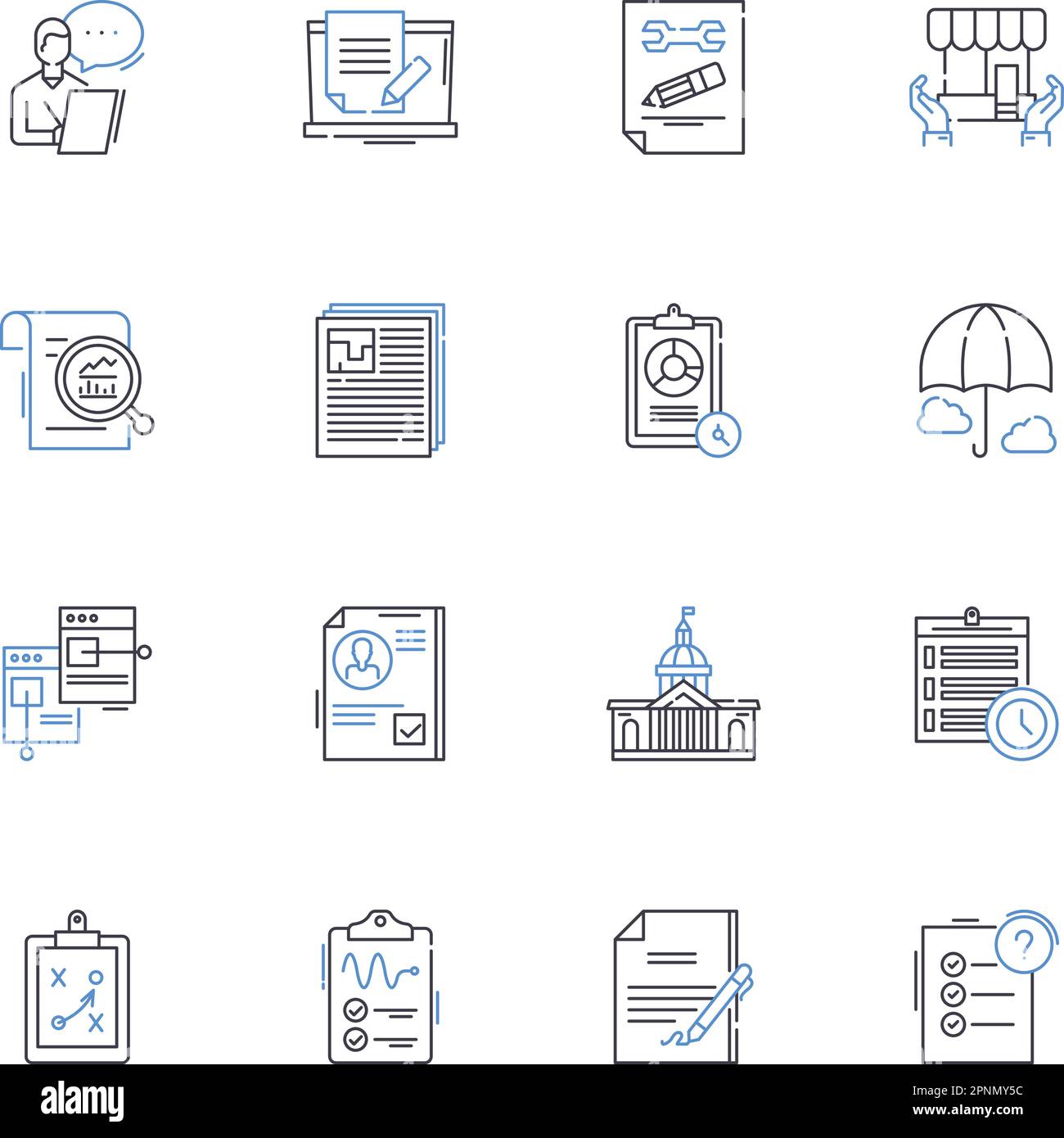 Contract Line Icons Collection Agreement Obligation Document Commitment Legality Binding