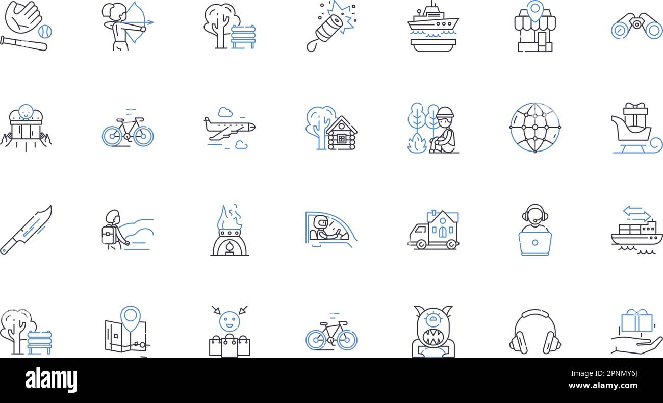 Getaway line icons collection. Escape, Retreat, Vacation, Holiday ...