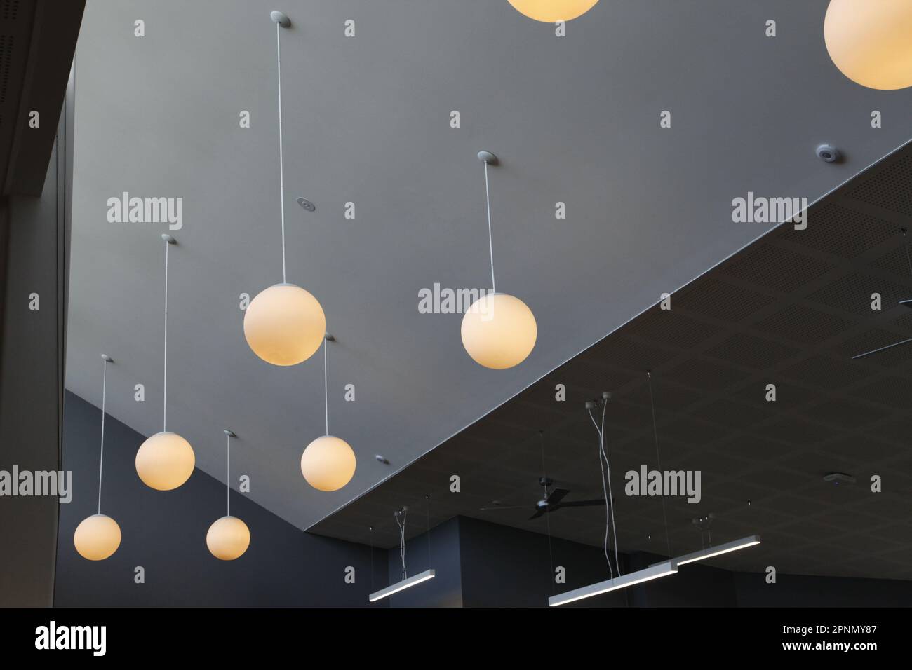 Modern Architecture with spherical lights at library Stock Photo - Alamy