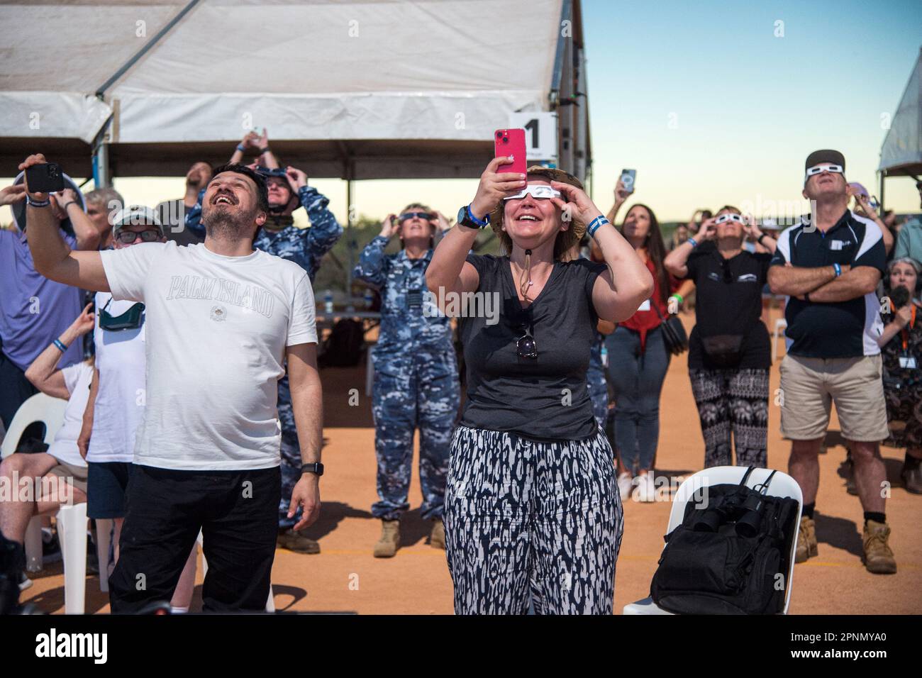 People watch a total solar eclipse at a viewing site 35km from Exmouth ...