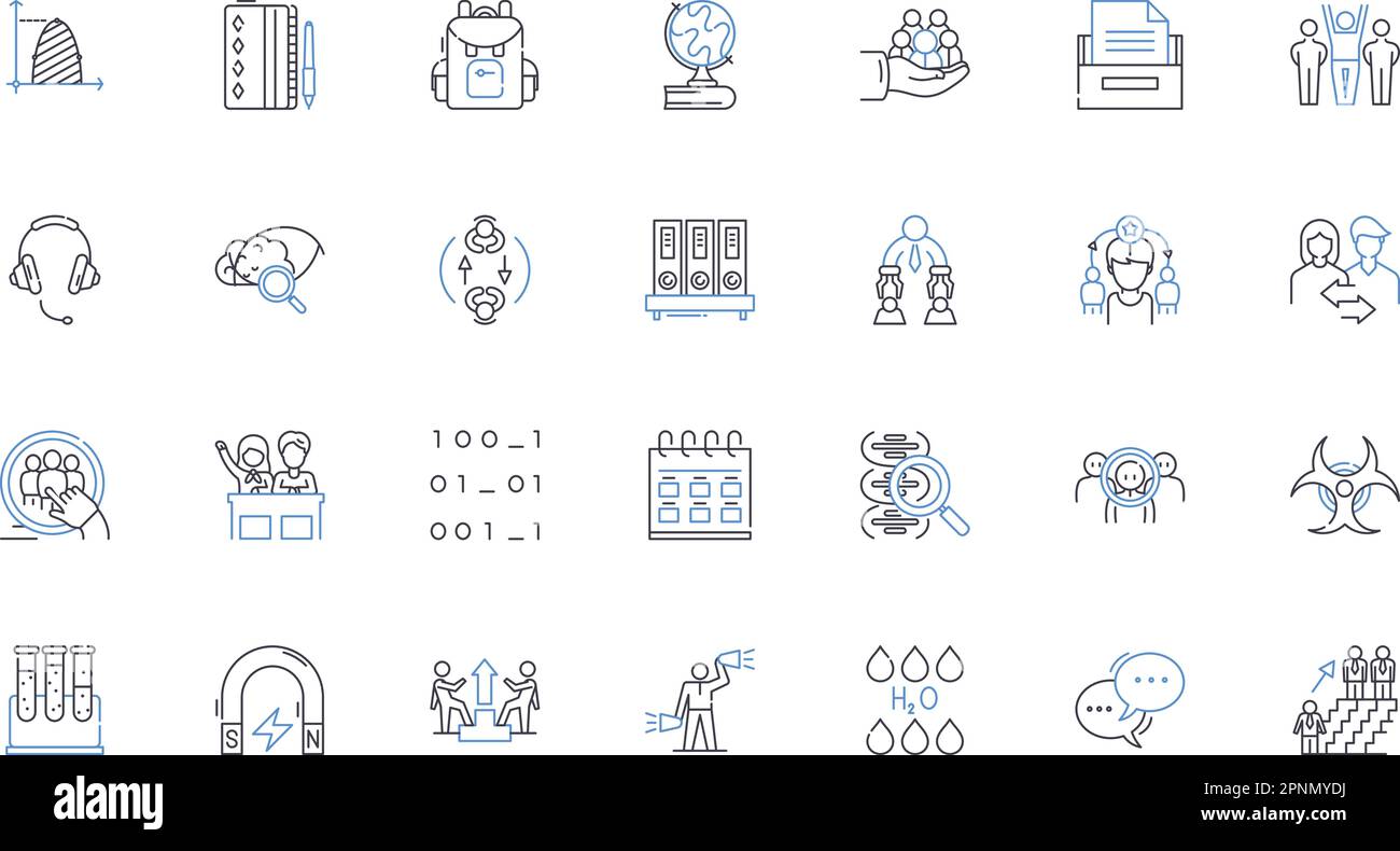 Instructional process line icons collection. Pedagogy, Curriculum, Assessment, Learning ...