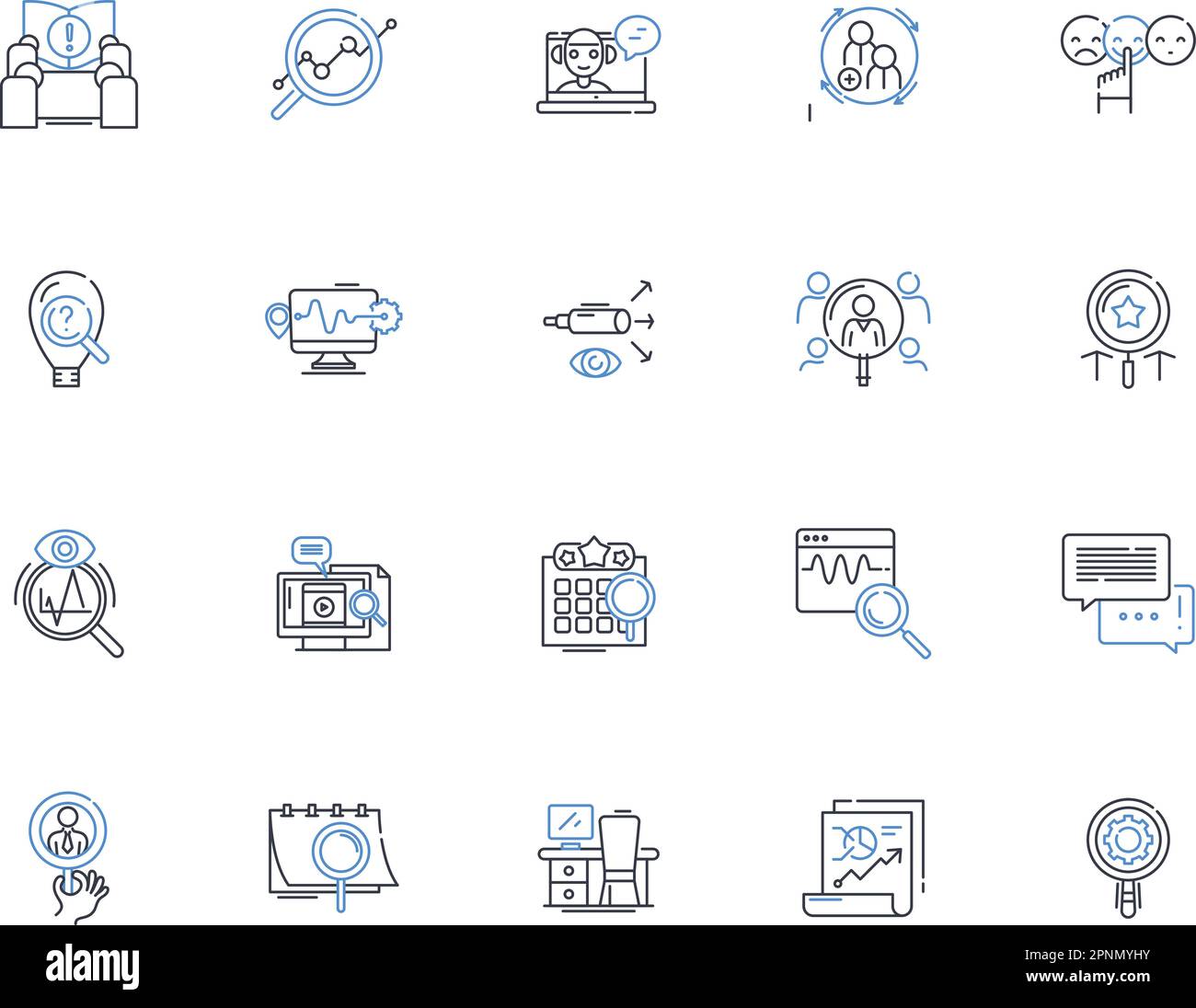 Inspection Line Icons Collection Quality Assessment Examination Evaluation Audit