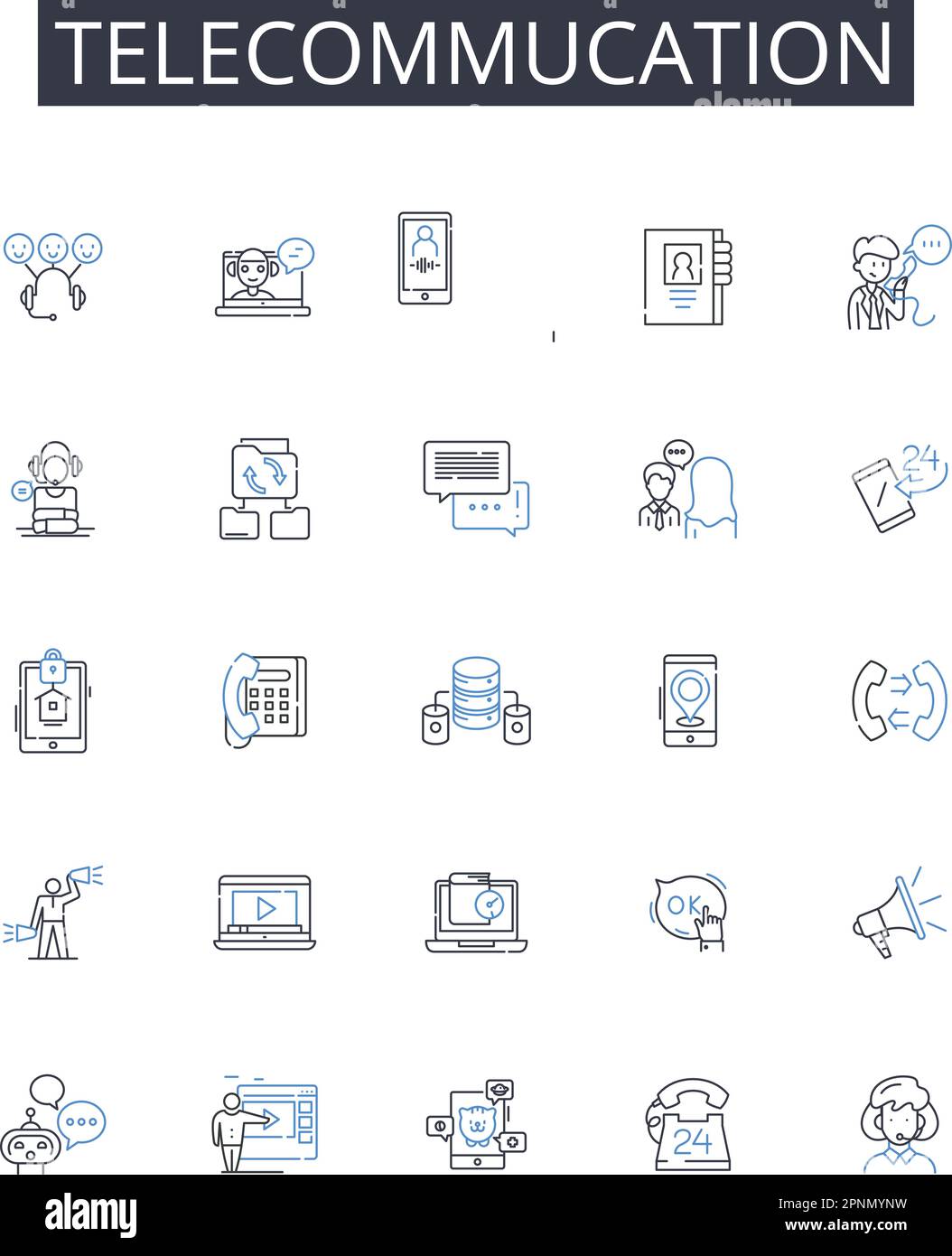 Telecommucation line icons collection. Information technology, Electronic communication, Digital ...