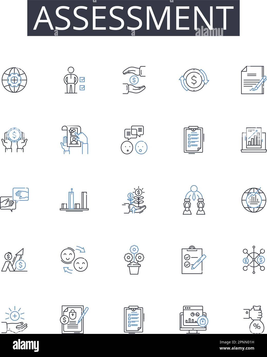 Assessment Line Icons Collection Appraisal Evaluation Analysis Estimate Judgment Review