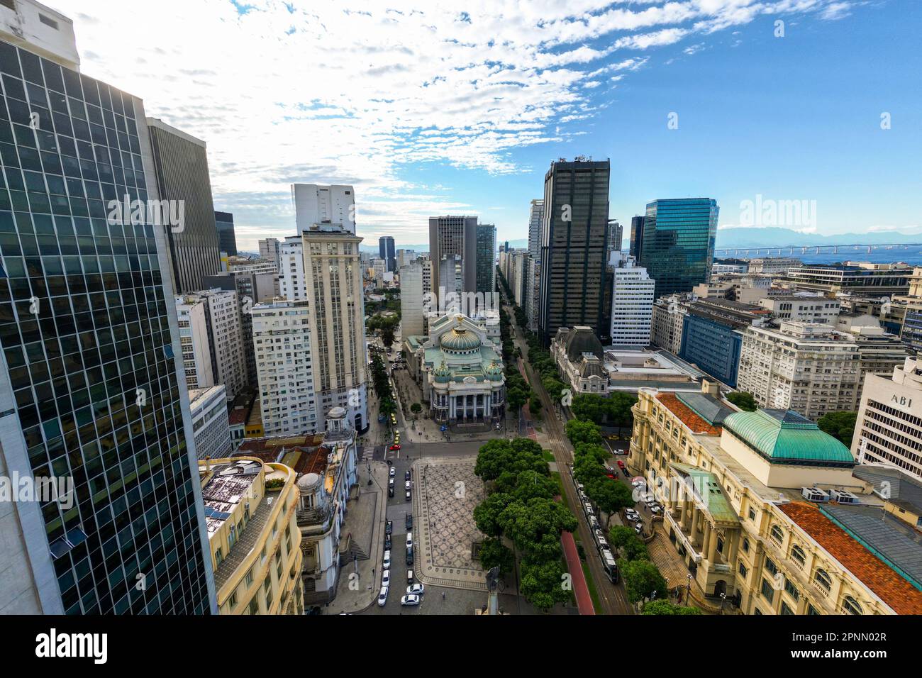 Aerial View of Rio de Janeiro Downtown With Municipal Theater Stock ...