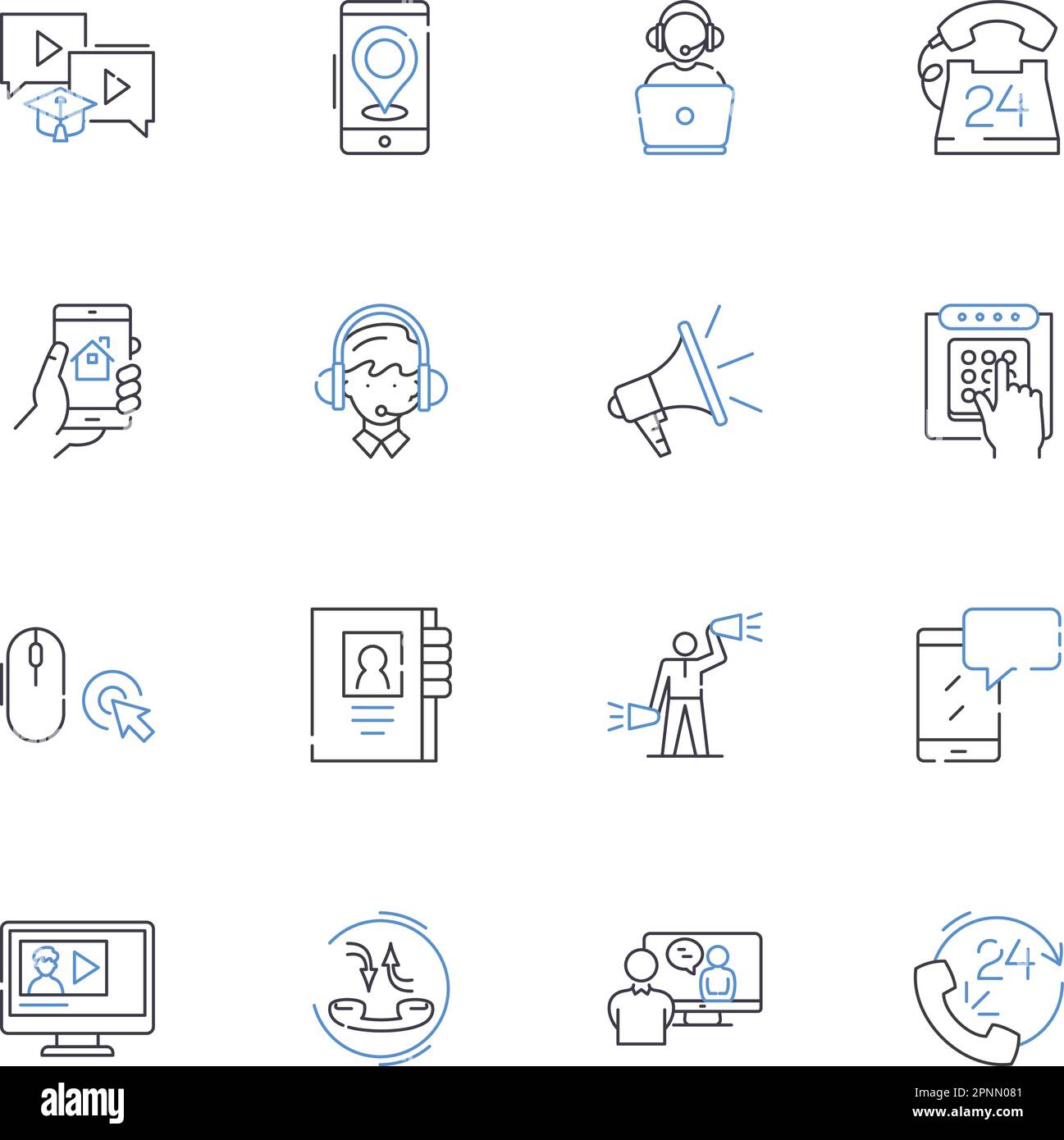 Virtual communication line icons collection. Zoom, Skype, Teams ...