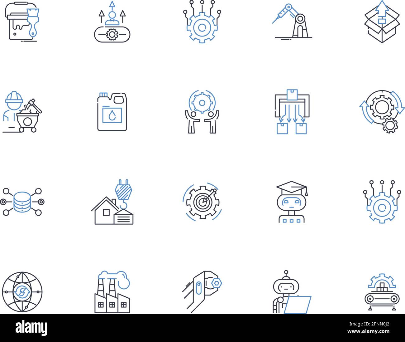 Labor work line icons collection. Construction, Demolition, Landscaping, Carpentry, Plumbing ...