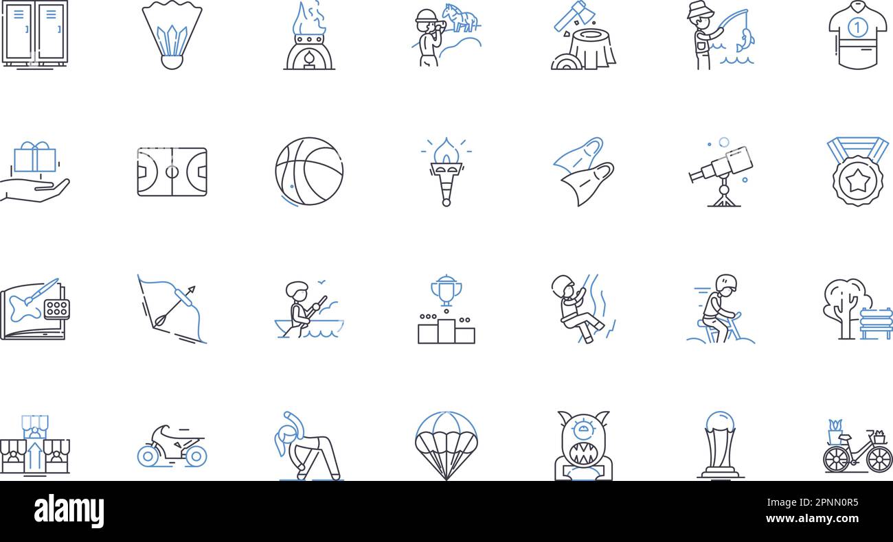 Extracurricular activities line icons collection. Clubs, Sports, Dance, Painting, Music, Theater ...