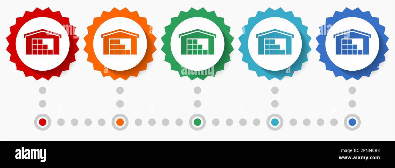 Warehouse, storage vector icon set, colorful infographic template, set ...