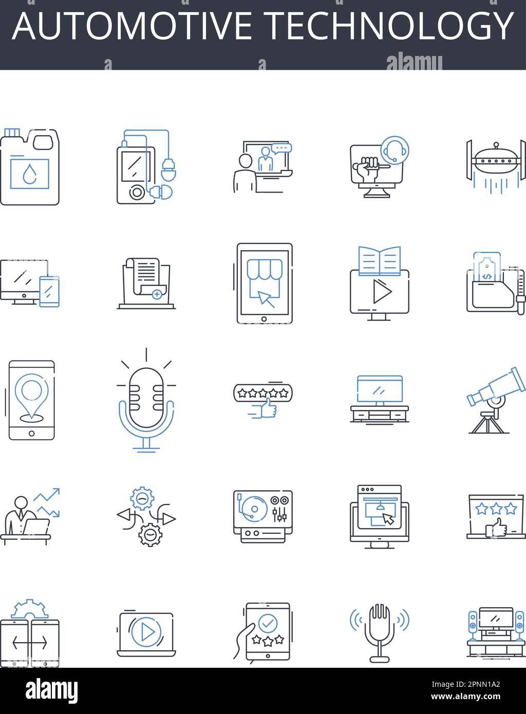 automotive technology line icons collection. Space travel, Information ...
