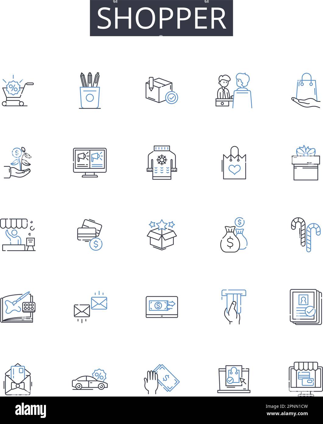 Shopper line icons collection. Consumer, Buyer, Customer, Patron ...