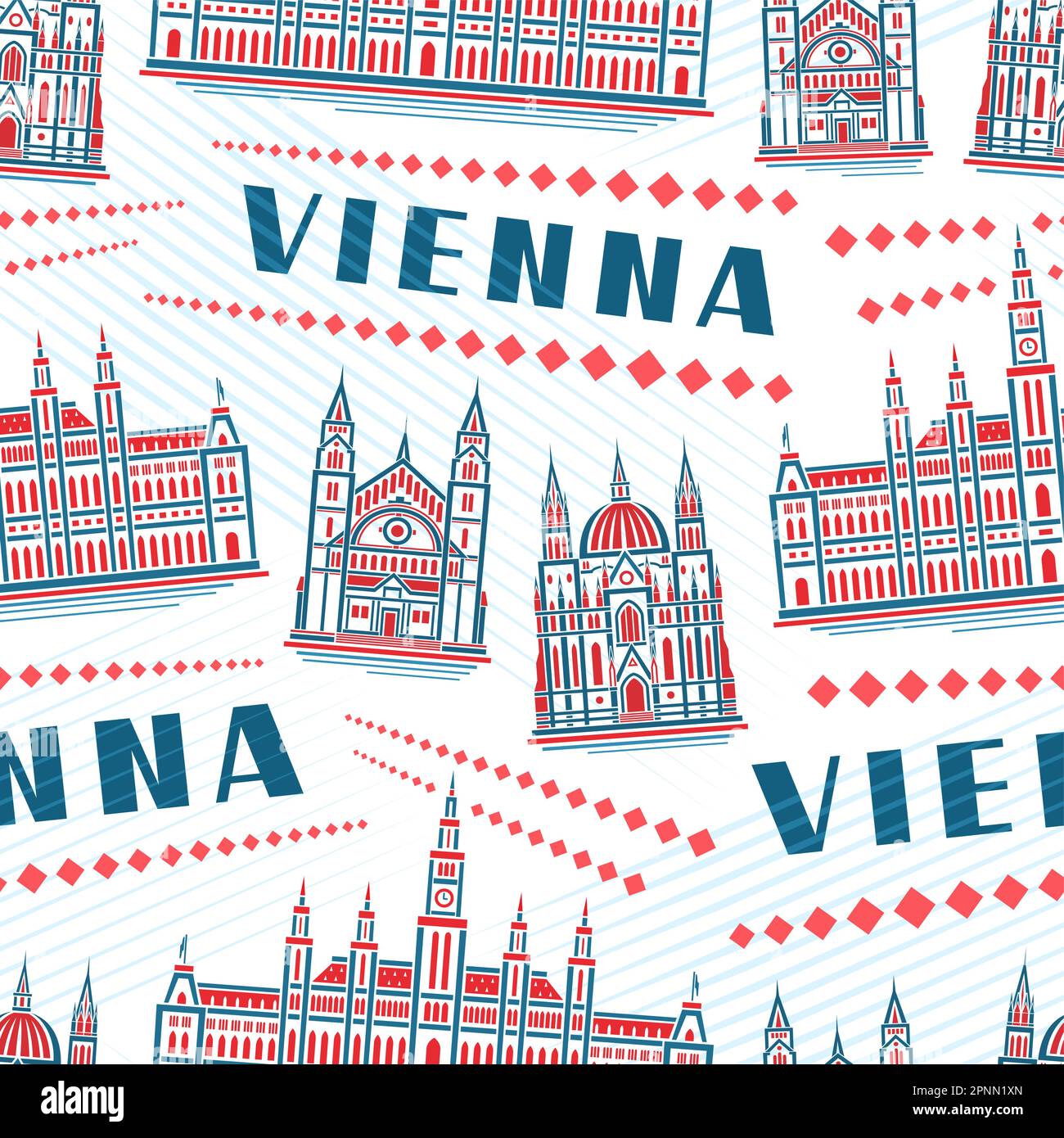 Vector Vienna Seamless Pattern, repeating background with illustration ...