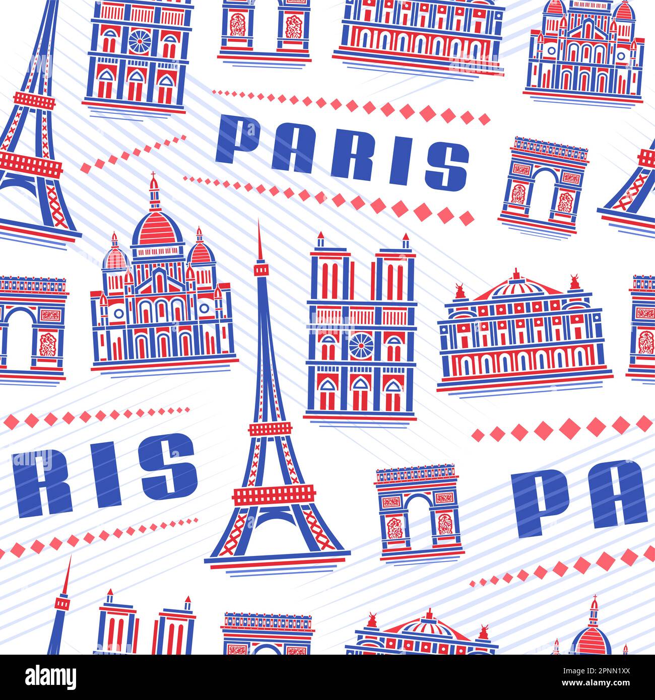 Vector Paris Seamless Pattern, square repeat background with ... Vector Paris Seamless Pattern, square repeat background with ...