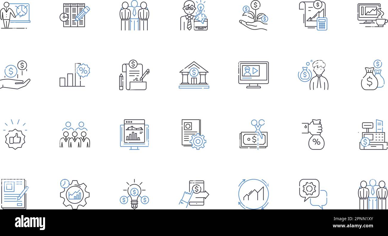 Resource Management Line Icons Collection Allocation Optimization