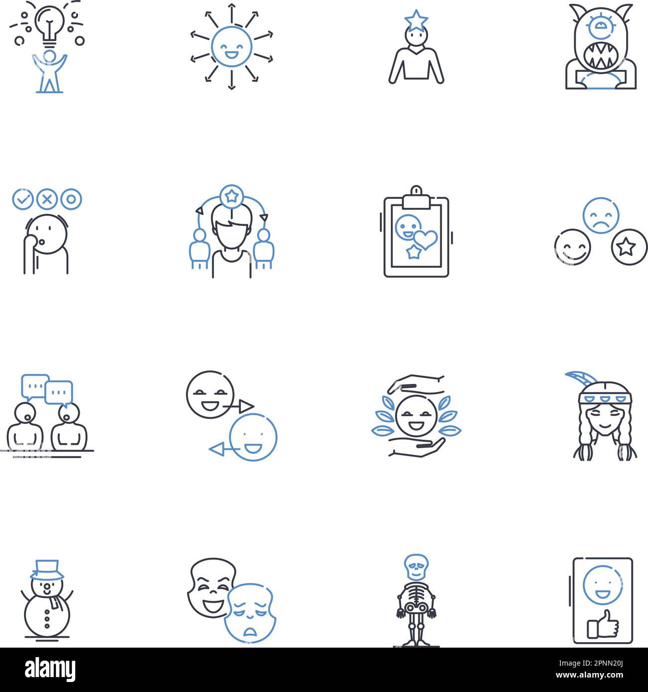 Mirthful individuals line icons collection. Joyful, Amusing, Hilarious ...