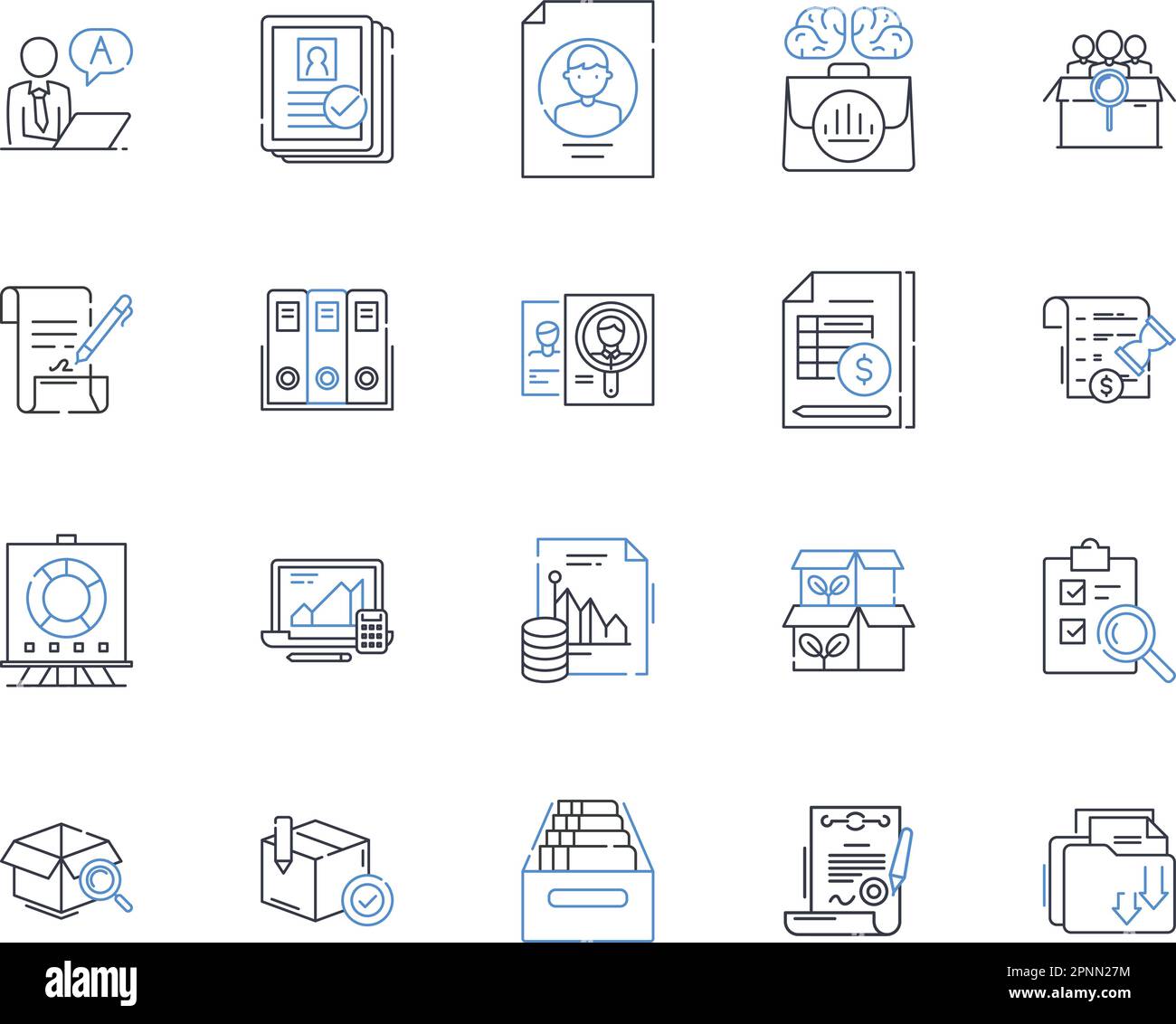 File Organization Line Icons Collection Folders Hierarchy Categorization Alphabetization