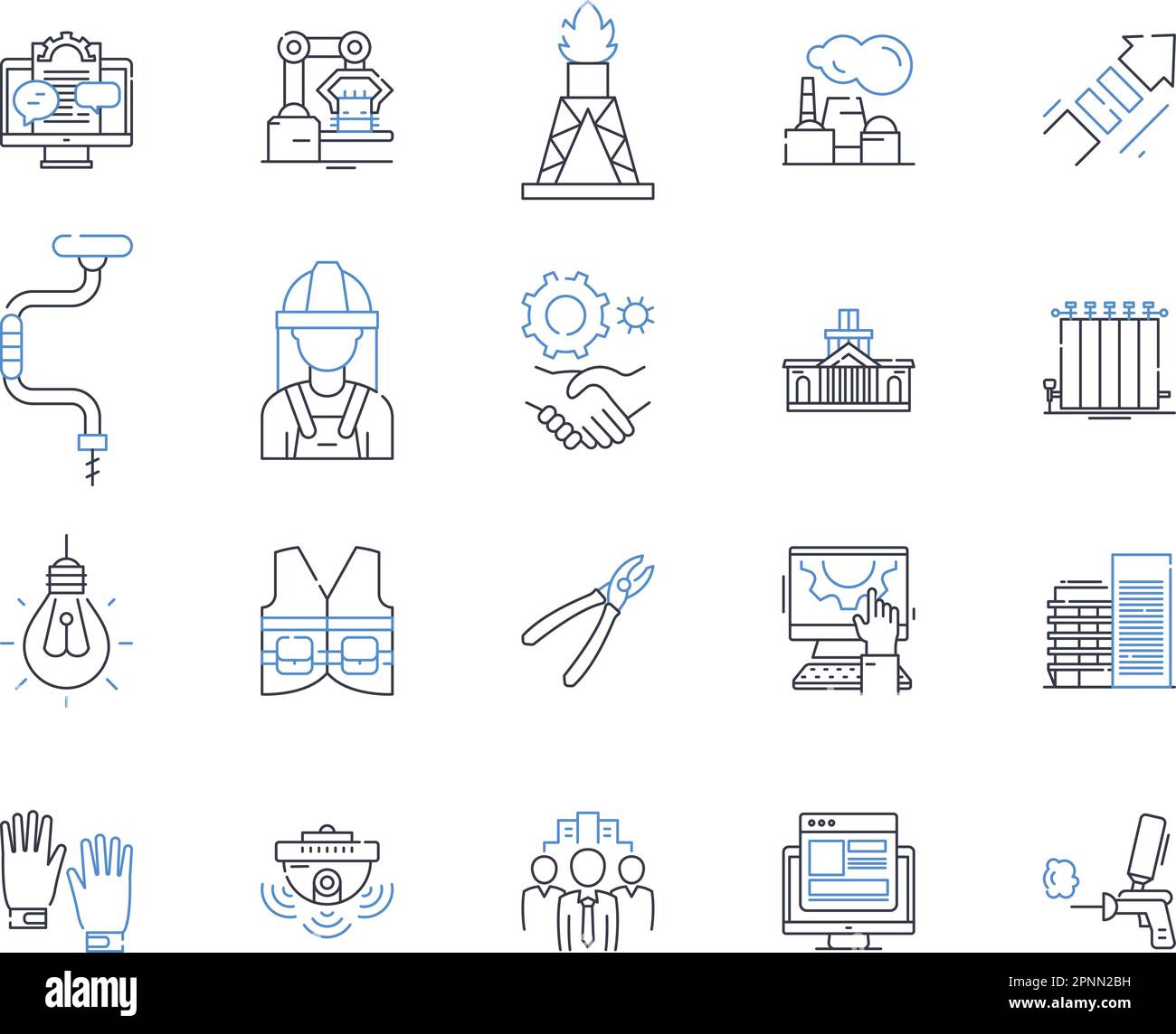 Building tradesmen line icons collection. Plumbing, Electrician, HVAC ...