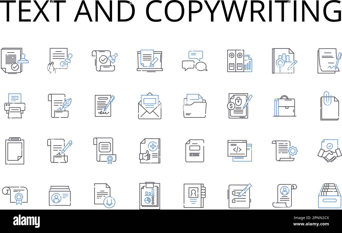 Text And Copywriting Line Icons Collection Wordsmithing Writing Scripting Authoring