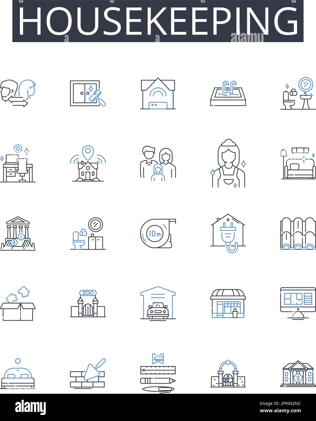 Housekeeping line icons collection. Janitorial Services, Custodial Care ...