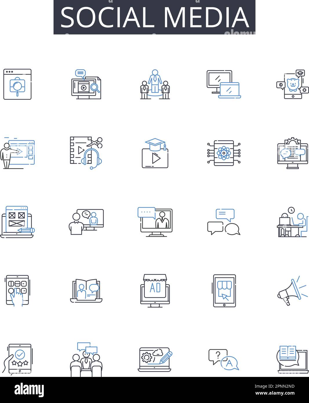 Social media line icons collection. Scribble, Jotting, Memo, Reminders ...
