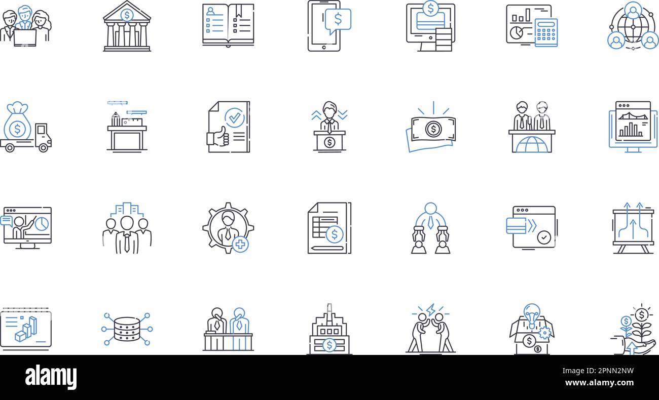 Investment services line icons collection. Portfolio, Stocks, Bonds ...