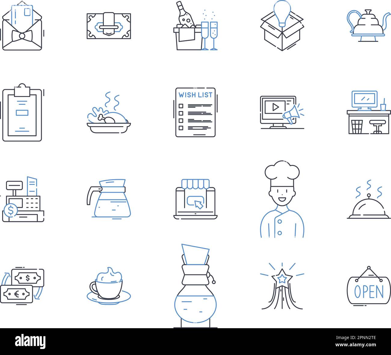 Brasserie line icons collection. Beer, French, Food, Cuisine, Wine ...