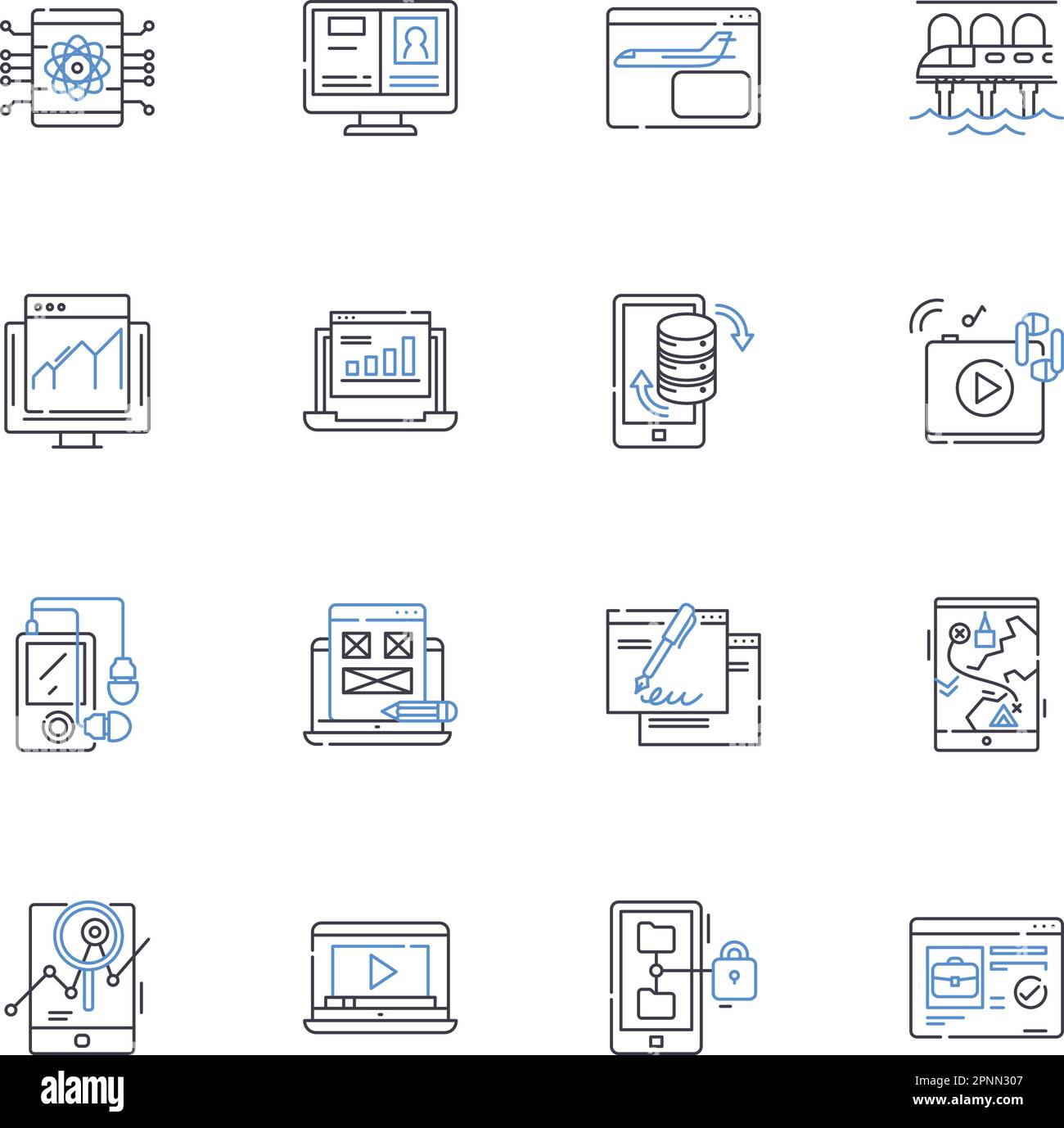 Information Highway Line Icons Collection Connectivity Data Internet Nerk Infrastructure