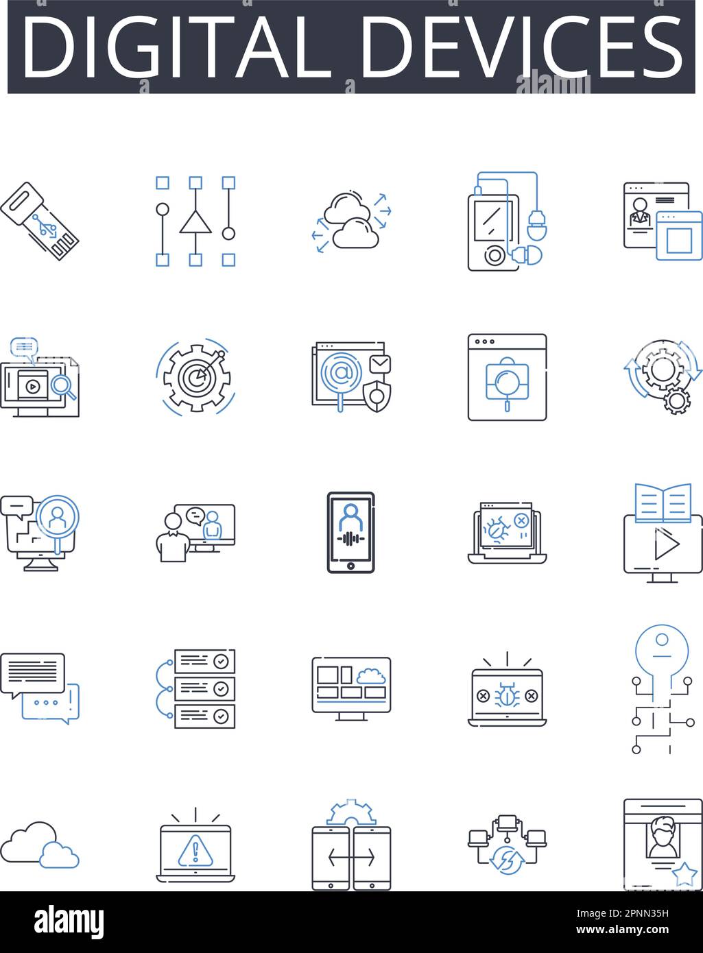 Digital devices line icons collection. Electronic gadgets, Advanced ... Digital devices line icons collection. Electronic gadgets, Advanced ...