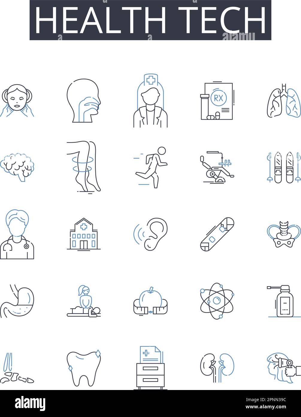 Health Tech Line Icons Collection Diversity Tolerance Understanding Empathy Interaction