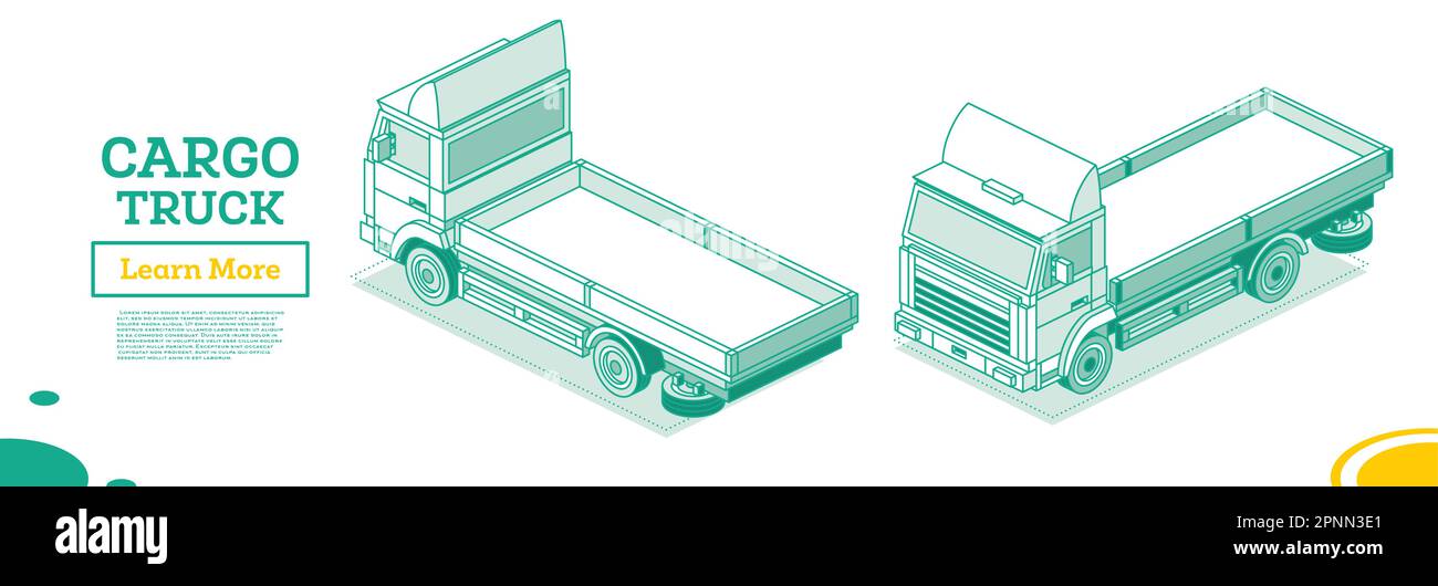 Isometric Flatbed Cargo Truck. Back and Front View. Commercial ... Isometric Flatbed Cargo Truck. Back and Front View. Commercial ...