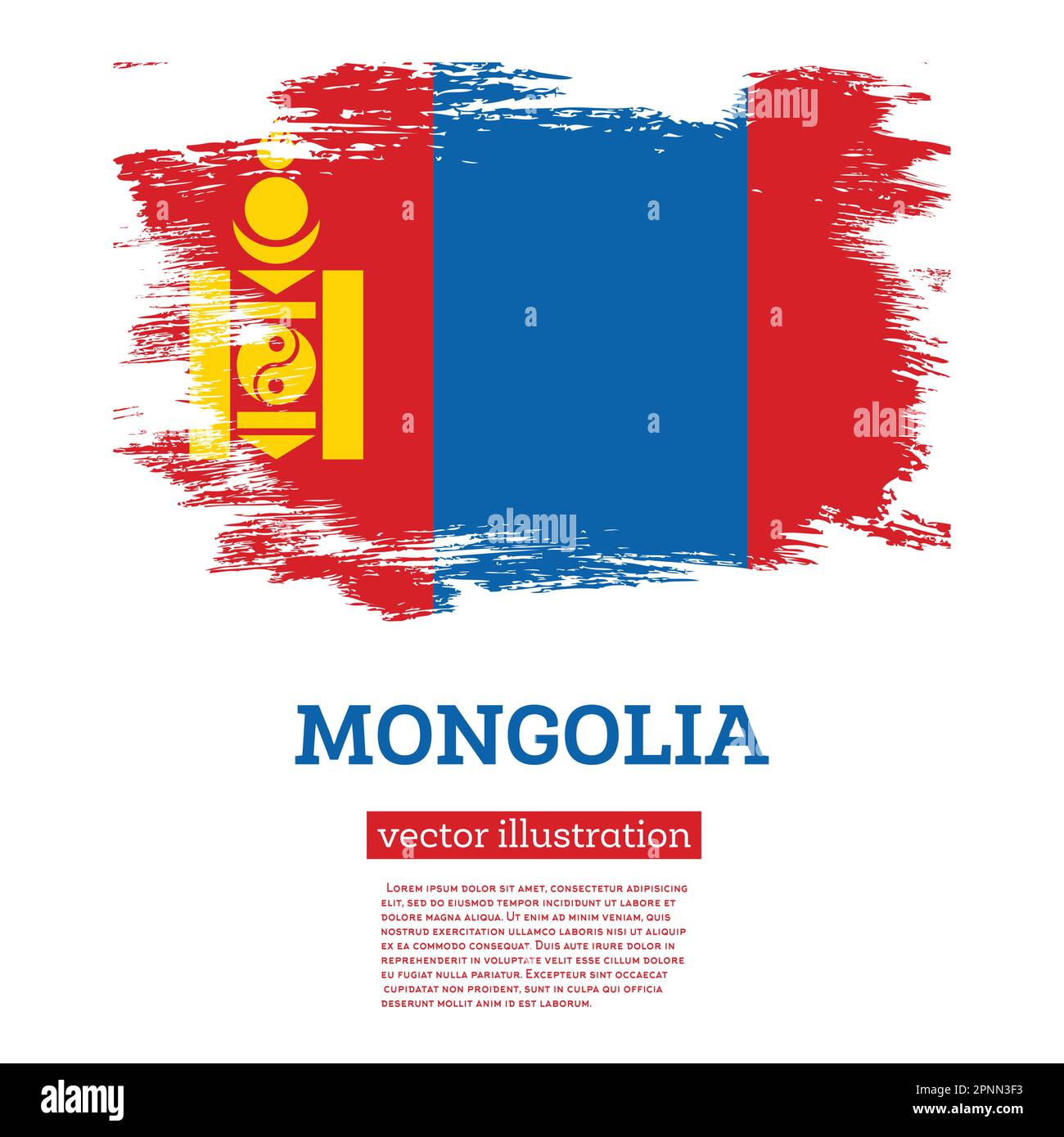 Mongolia Flag with Brush Strokes. Vector Illustration. Independence Day ...