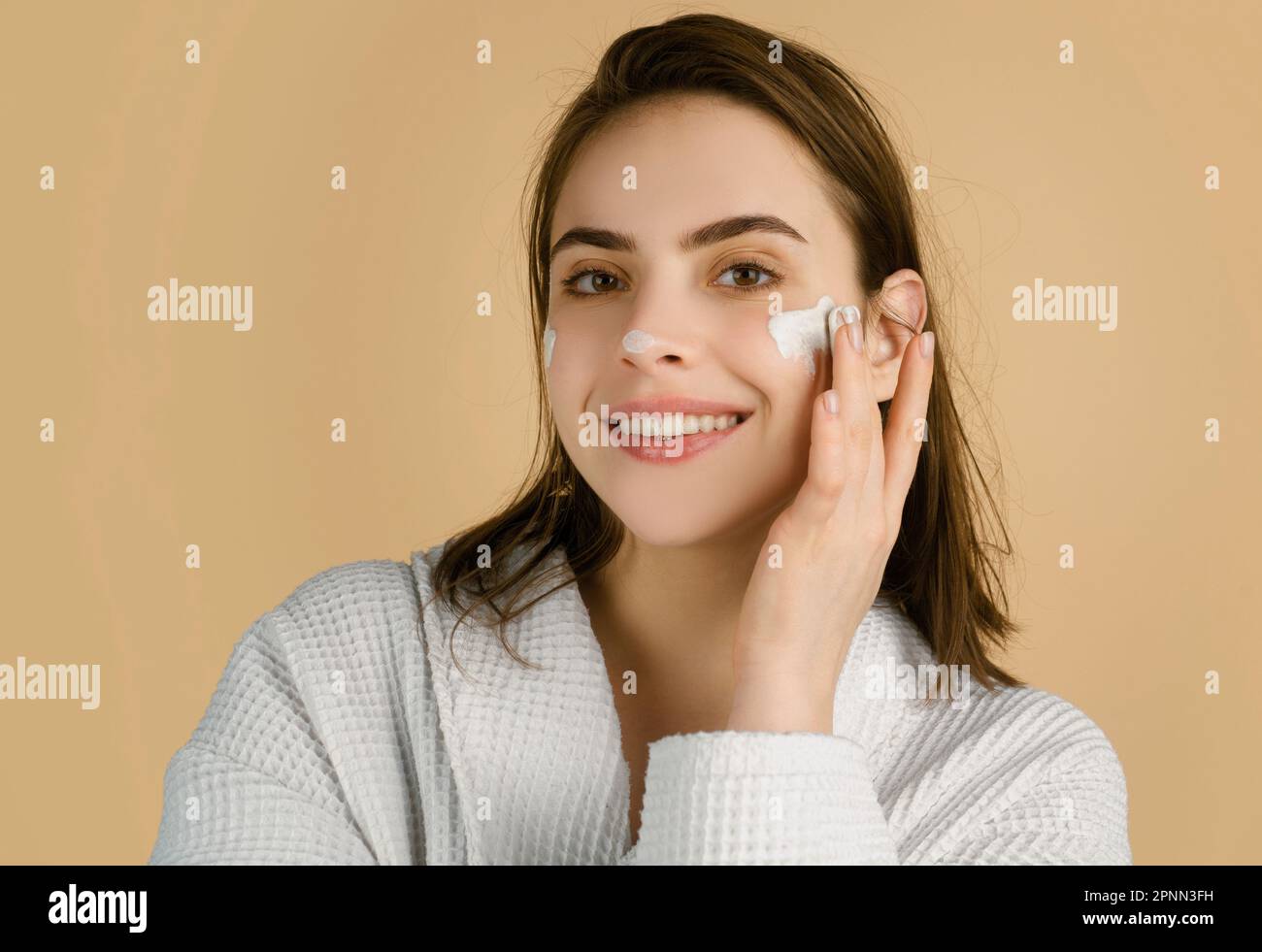 Moisture for skin. Beauty portrait of beautiful female model. Woman ...