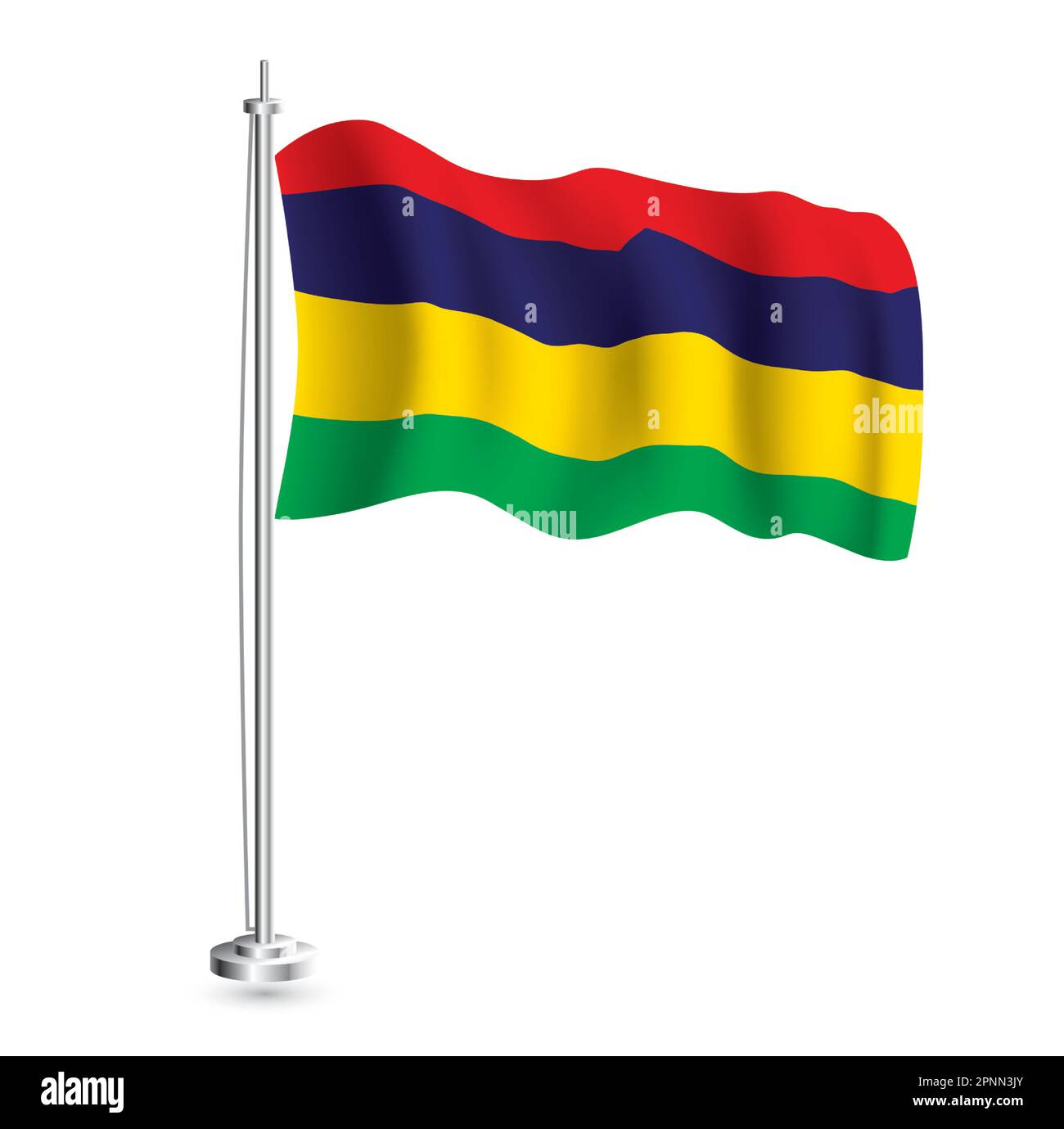 Mauritius Flag Isolated Realistic Wave Flag Of Mauritius Country On