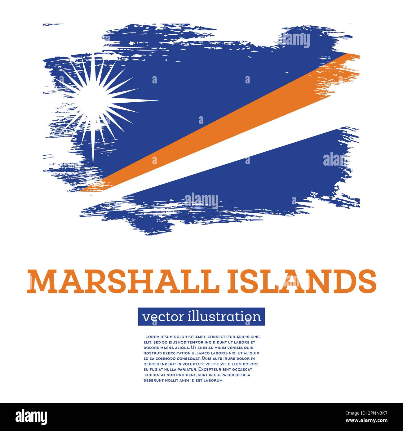 Marshall Islands Flag with Brush Strokes. Vector Illustration ...