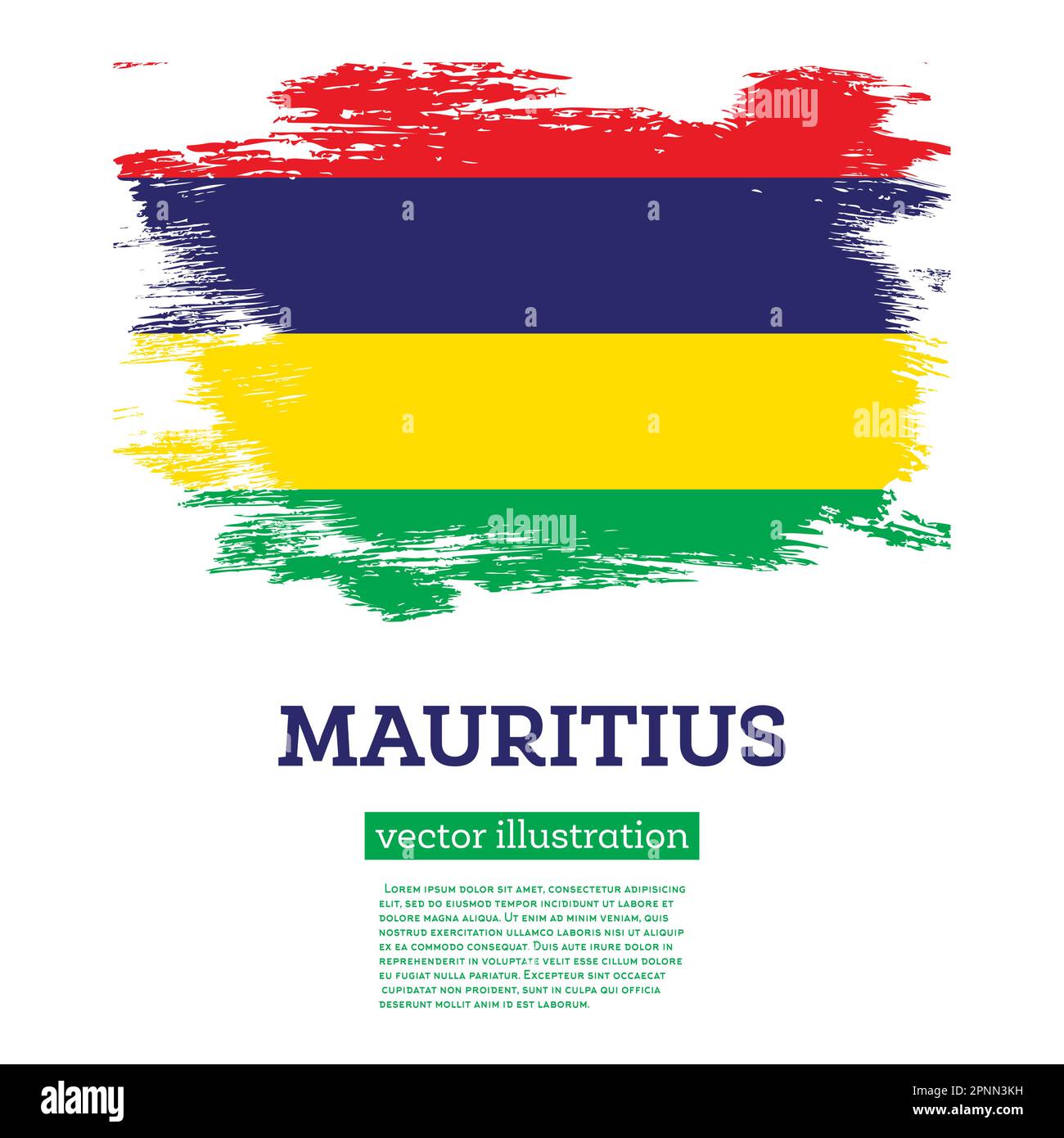 Mauritius Flag with Brush Strokes. Vector Illustration. Independence ...