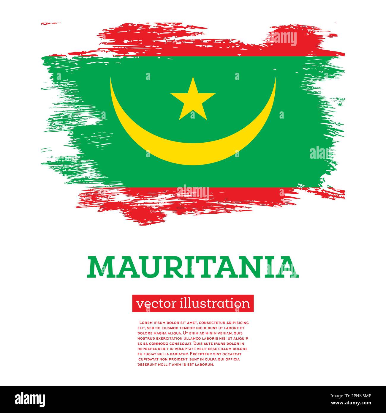 Mauritania Flag with Brush Strokes. Vector Illustration. Independence ...