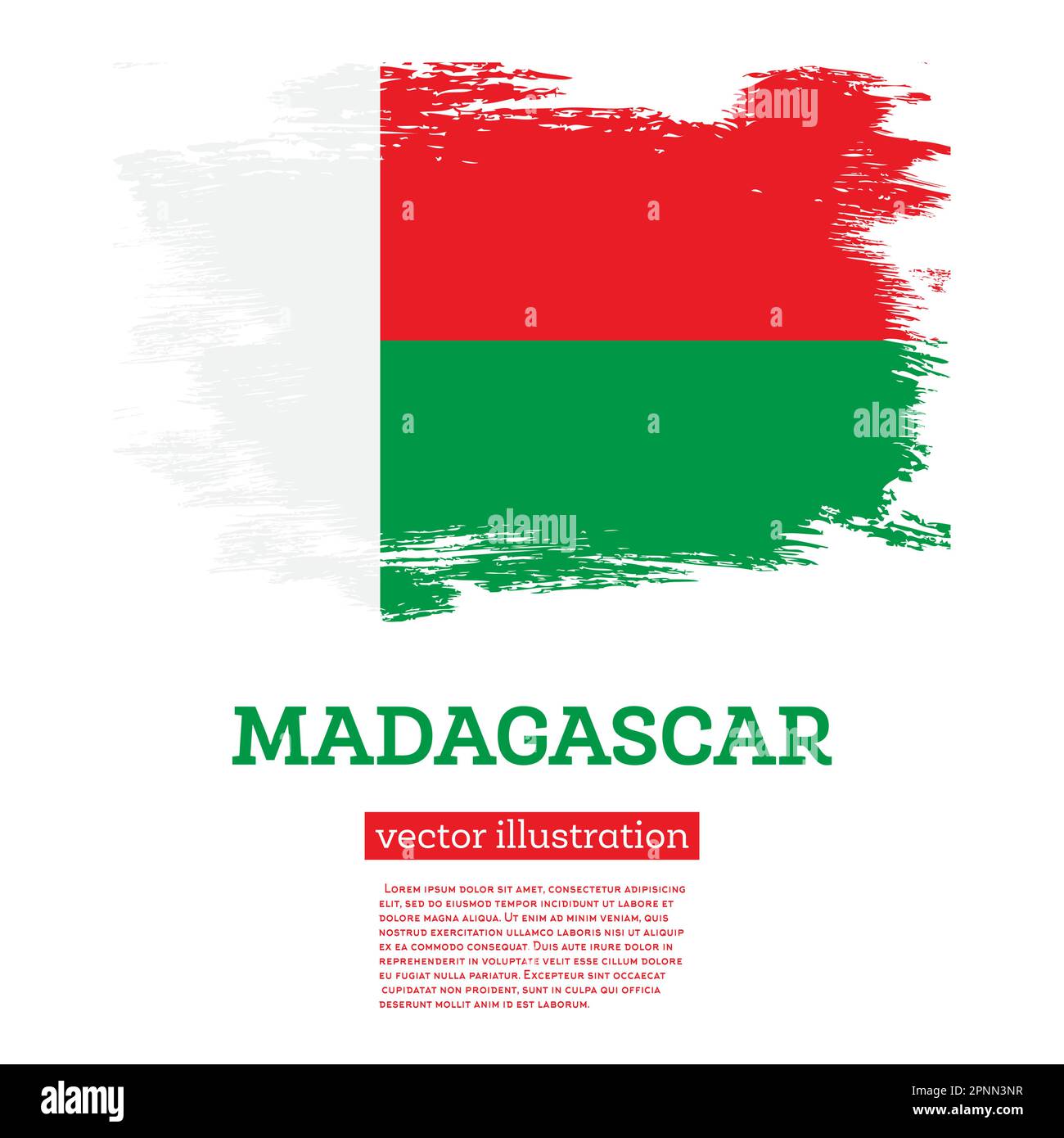 Madagascar Flag with Brush Strokes. Vector Illustration. Independence ...