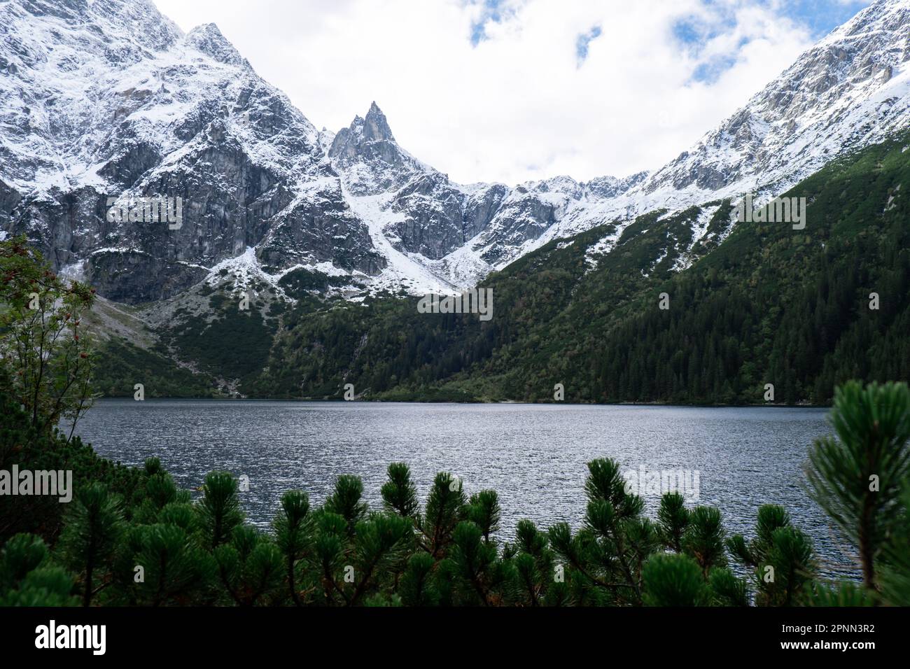 Morskie Oko lake Snowy Mountain Hut in Polish Tatry mountains, Zakopane ...