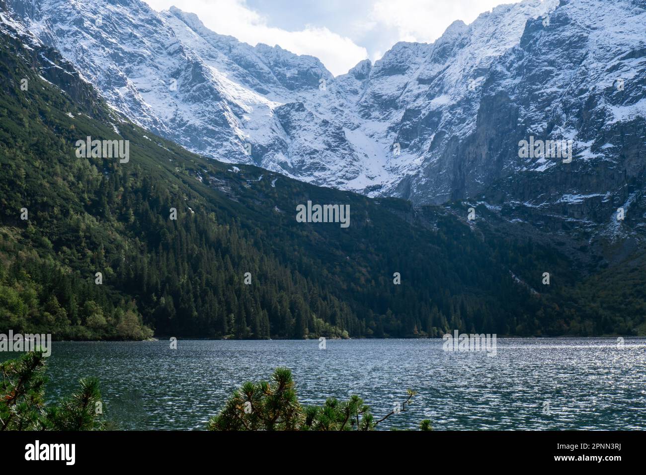 Morskie Oko lake Snowy Mountain Hut in Polish Tatry mountains, Zakopane ...