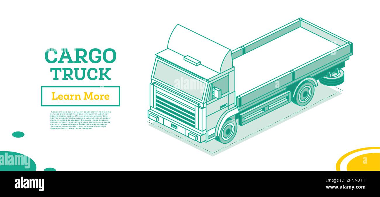 Isometric Flatbed Cargo Truck. Commercial Transport. Logistics. Outline ...