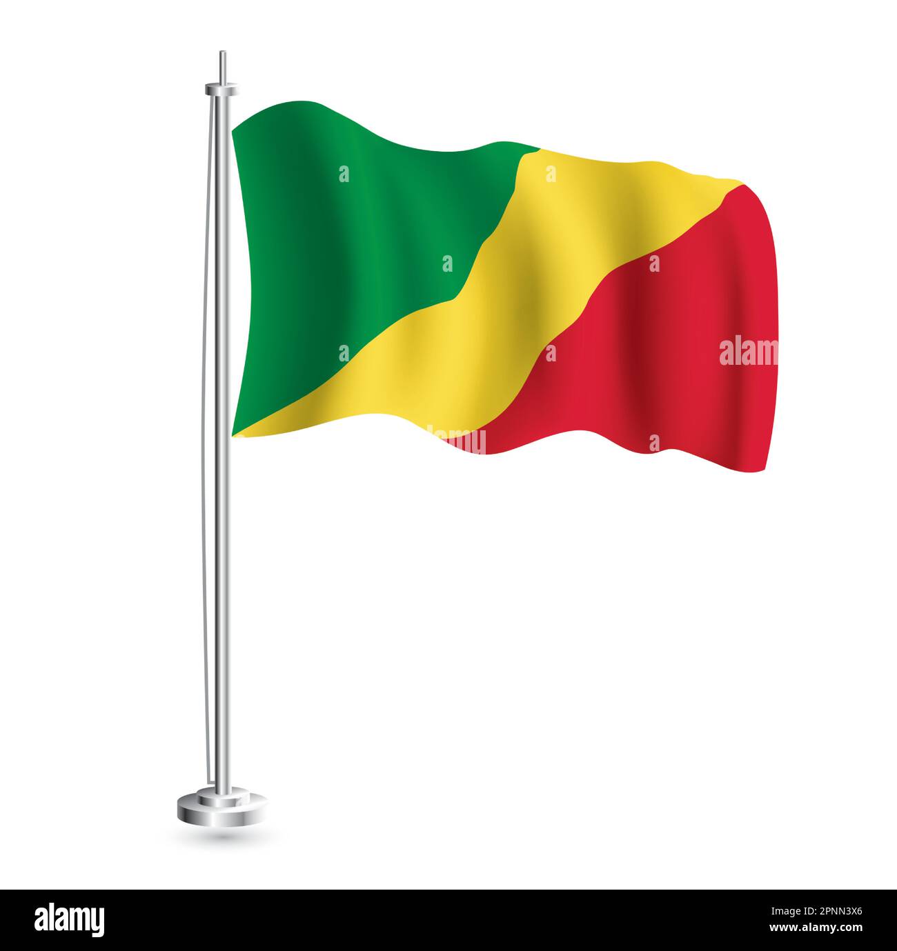 Republic of the Congo Flag. Isolated Realistic Wave Flag of Republic of ...