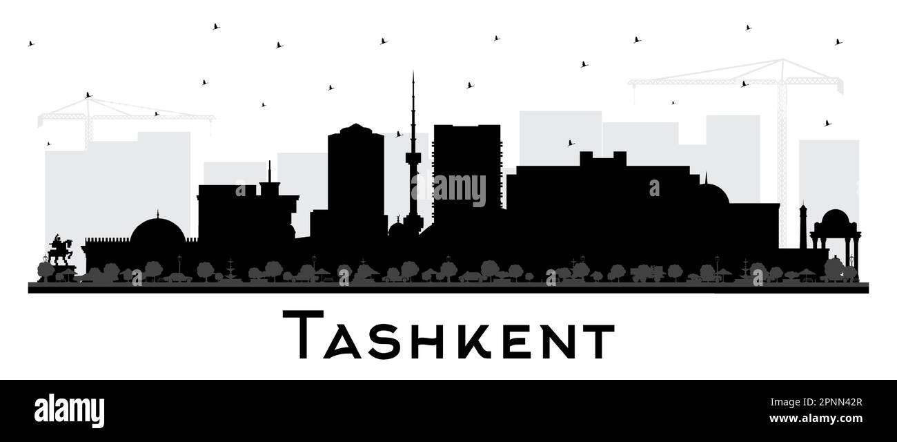 Tashkent Uzbekistan City Skyline Silhouette with Black Buildings ...