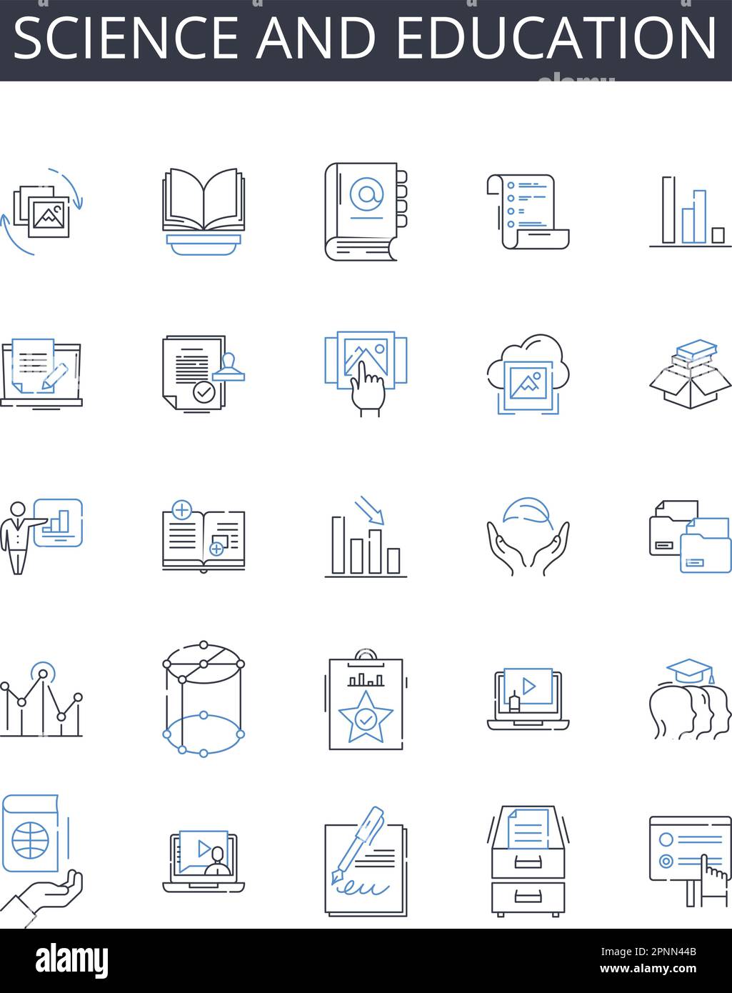 Science and education line icons collection. knowledge, intelligence ...