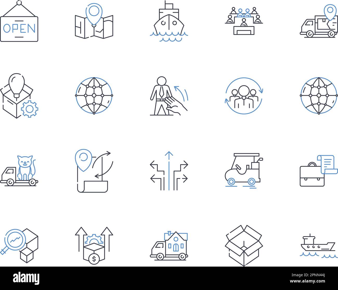 Logistics solutions line icons collection. Transportation, Warehousing ...
