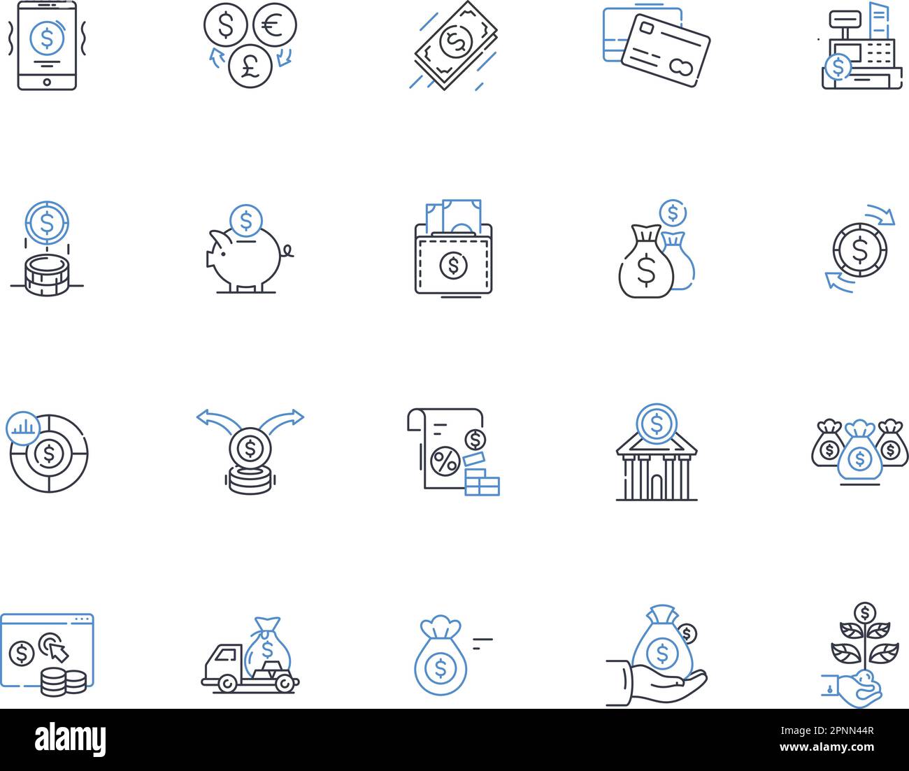 Assets line icons collection. Equity, Investment, Property, Inventory ...