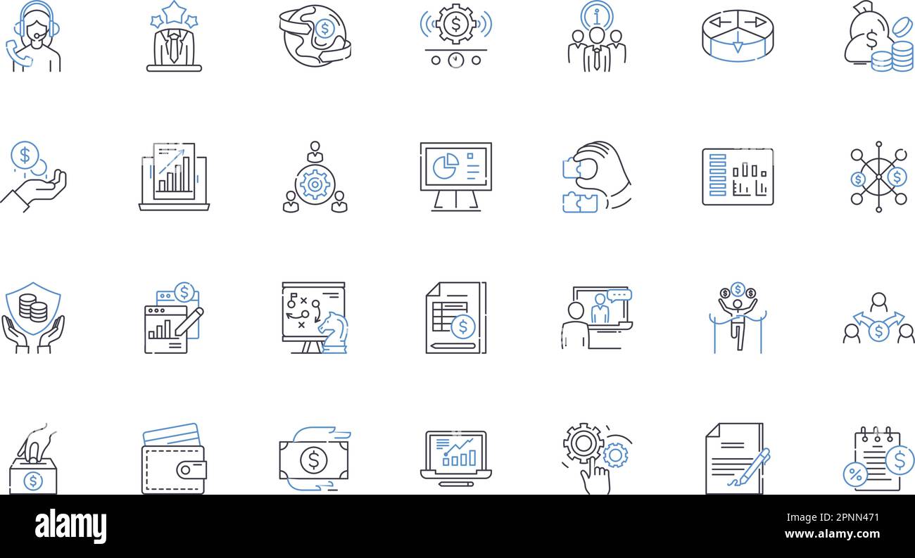 Economic coaching line icons collection. Budgeting, Saving, Investments ...